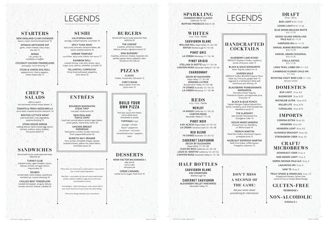 Legends - Menu